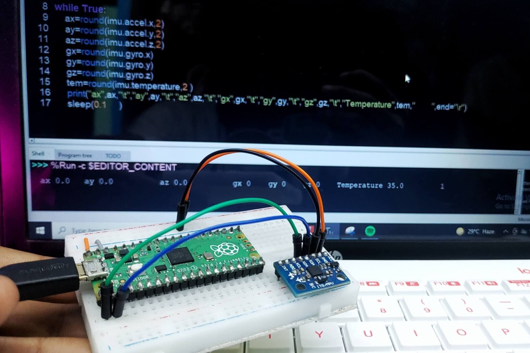 Connect MPU6050 with Raspberry Pi Pico Using Micropython