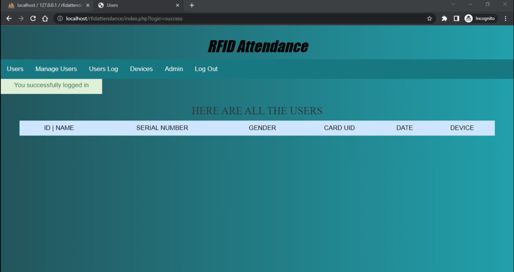 IoT RFID Attendance System Based On ESP8266 and PHP Mysql