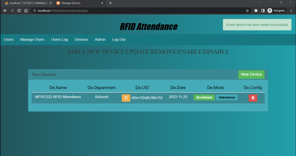 IoT RFID Attendance System Based On ESP8266 and PHP Mysql