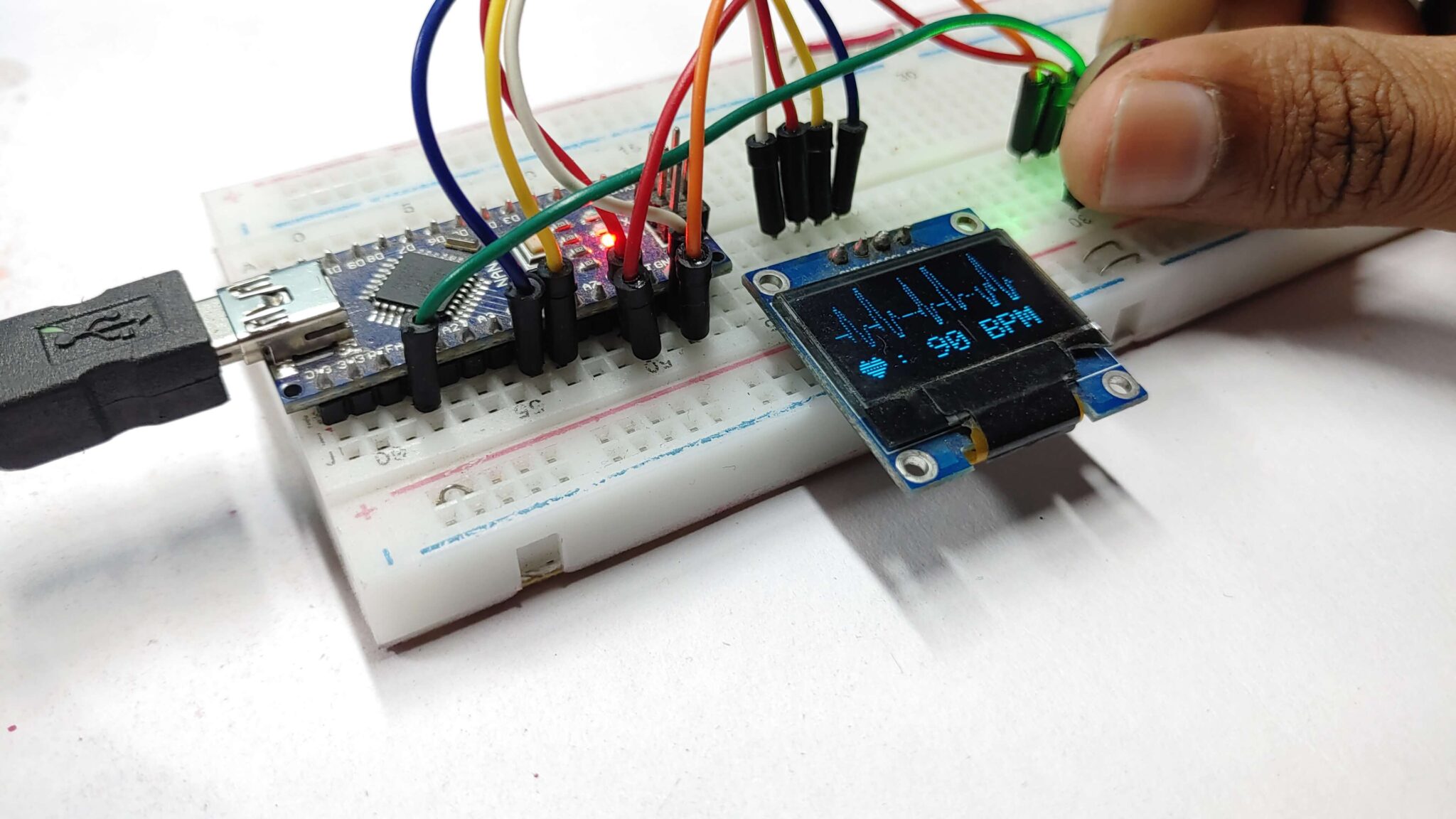 Heart Beat Display using Pulse Sensor with Arduino & OLED
