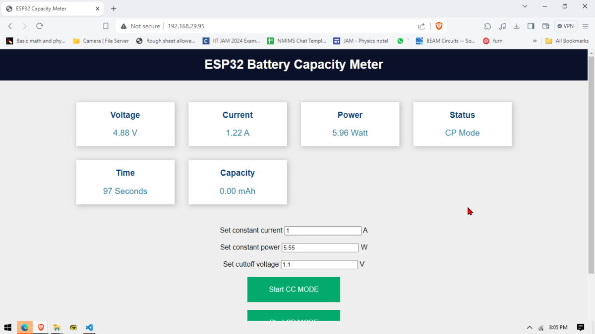 ESP32 Real-time Battery Current & Power Monitoring in IoT